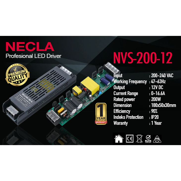 Jual NECLA Travo / Driver Led Stripe 12/24V 200W | Shopee Indonesia