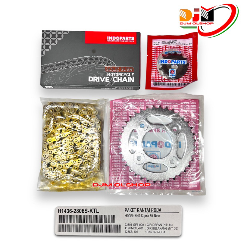 Jual INDOPARTS GEAR SET GIR PAKET CHAIN KIT SUPRA FIT NEW (KTL) (428SB ...