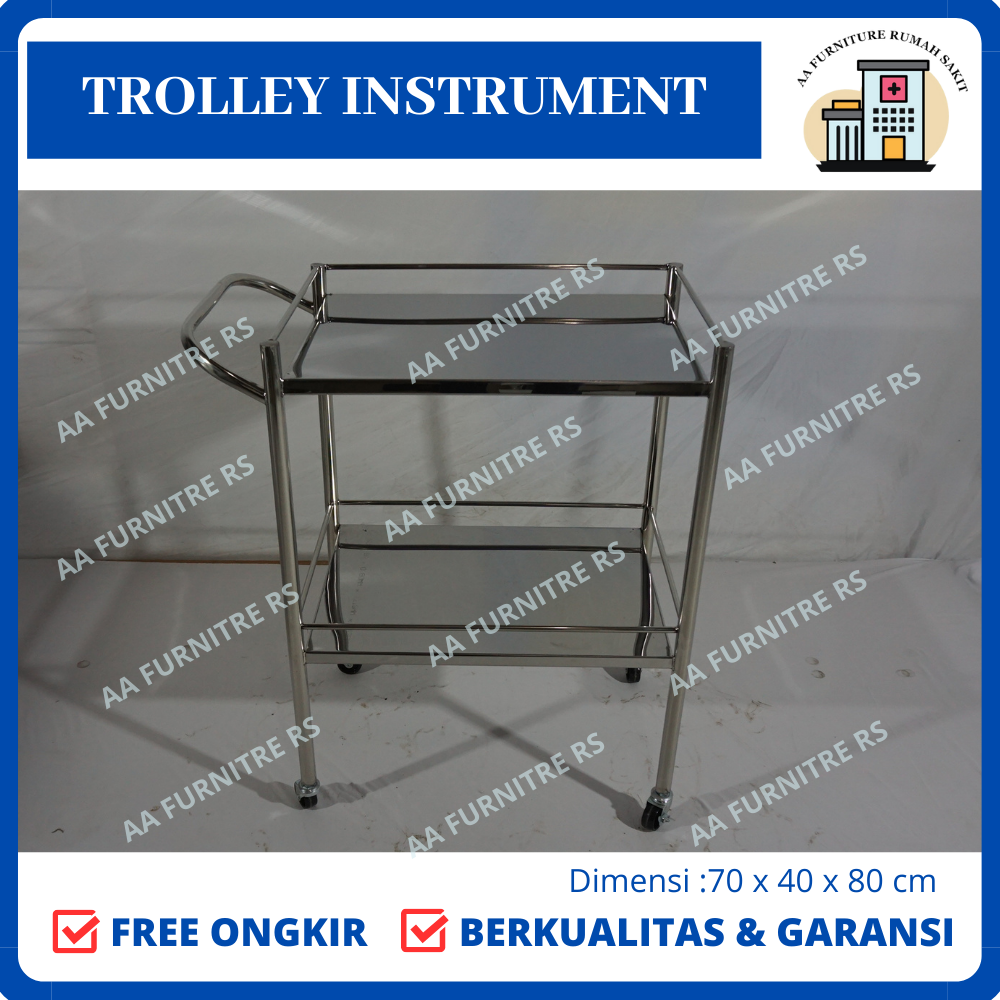 Jual Trolley Instrument 2 Rak Stainless Steel Trolley Instrument 2 ...