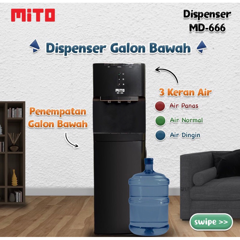 Jual MITO MD666 Dispenser Galon Bawah Panas Dingin MD 666 |MD 777 ...