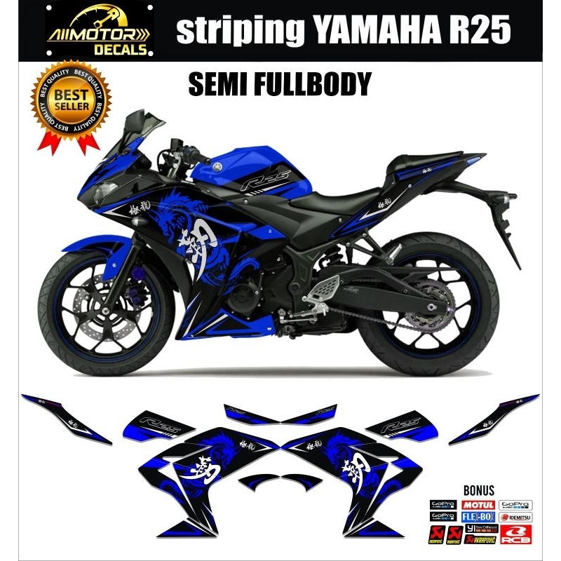 Jual Striping Yamaha R25 Livery Kanji Dragons / Stiker List Variasi ...