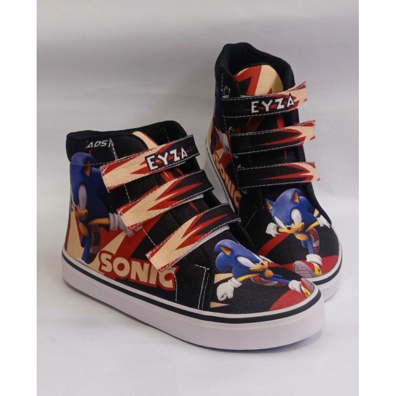 Jual ADS | Sepatu anak karakter sonic hitam | cetak nama & foto ...