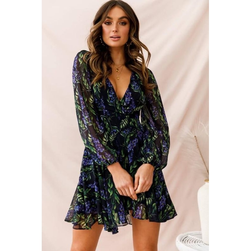 Jual MDLV ~ 5003# Audrey Mini Dress Flower | Shopee Indonesia