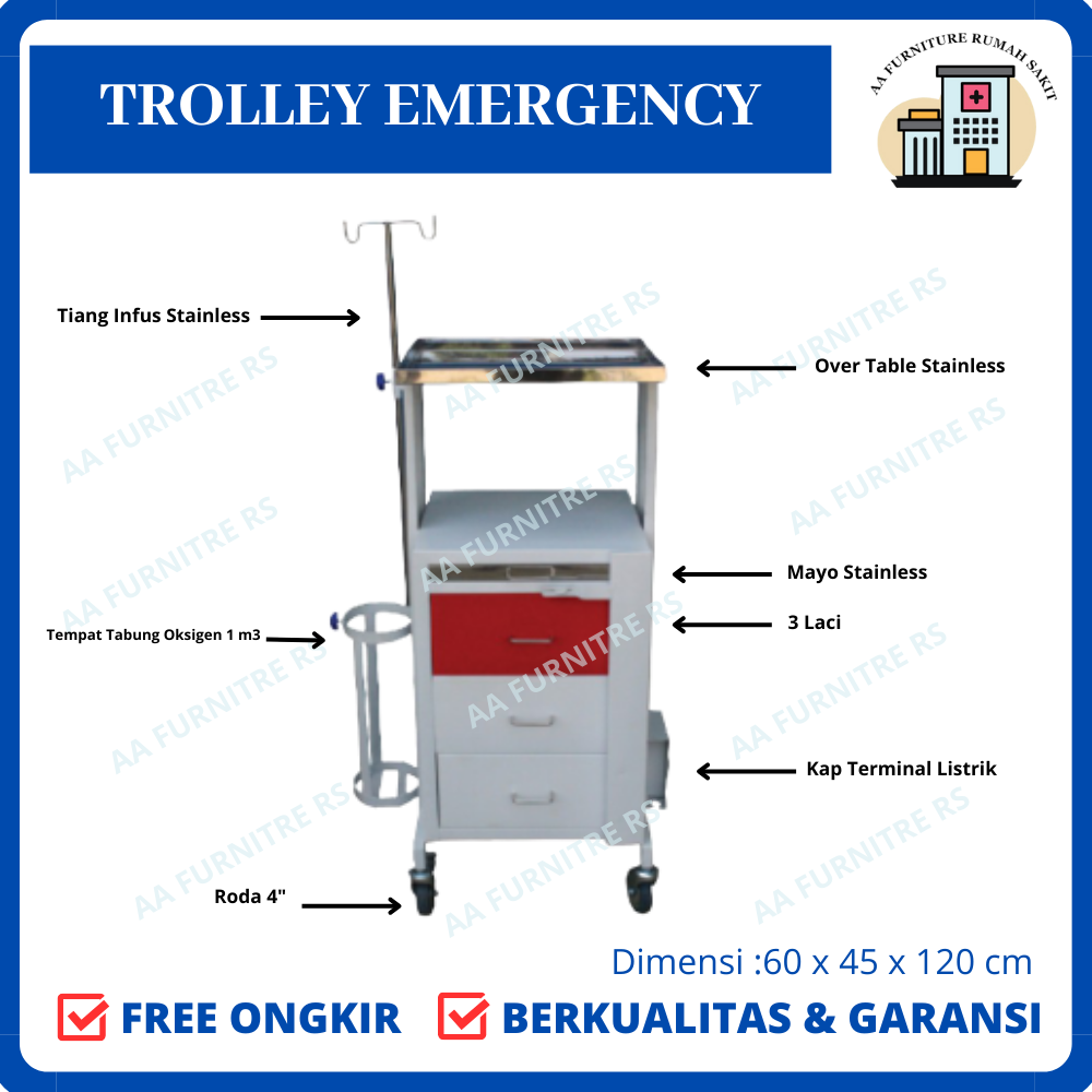 Jual Trolley Emergency Trolley Medis Emergency Trolley Emergency Rumah ...