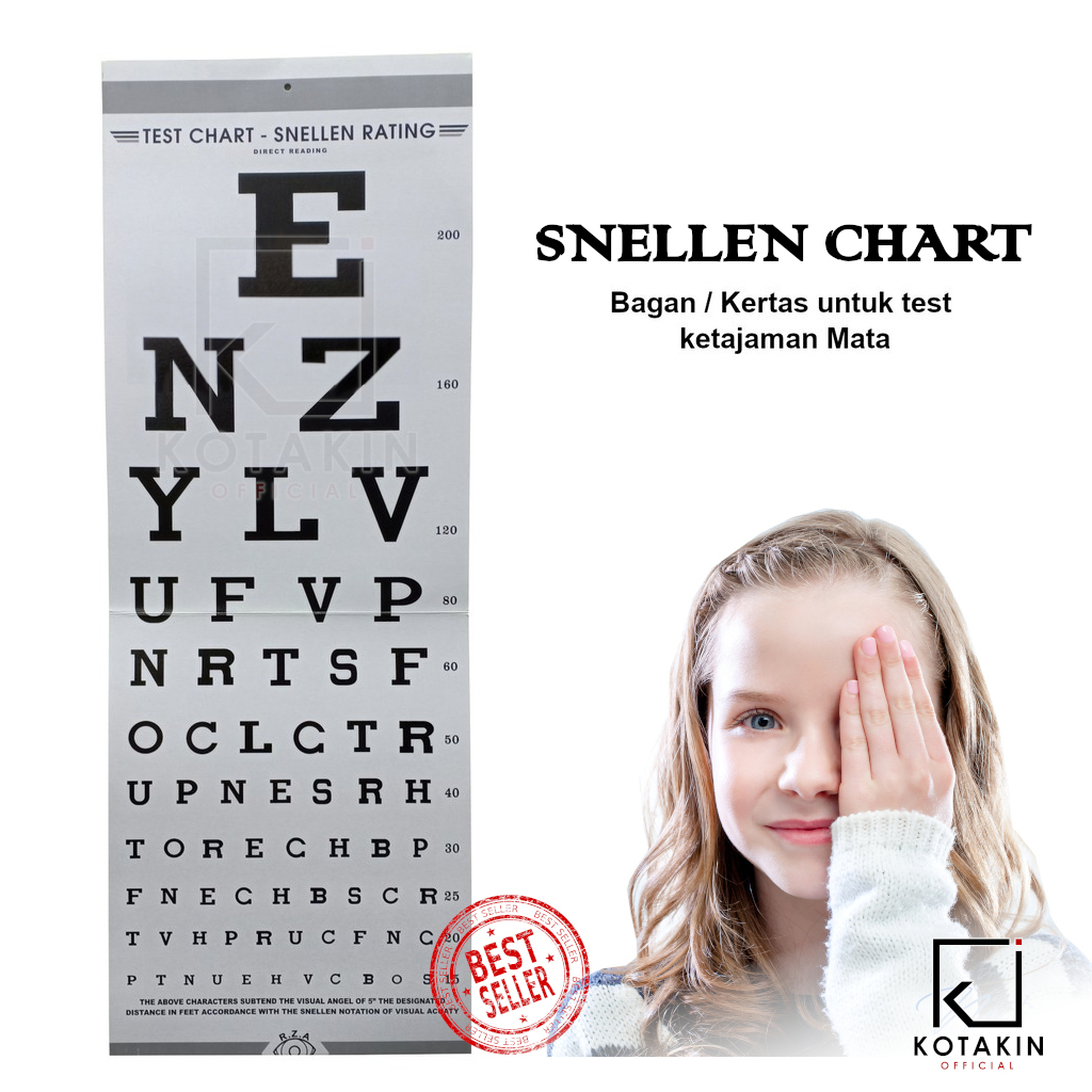 Jual Snellen Chart / Bagan Test Ketajaman Mata / Kertas test mata ...