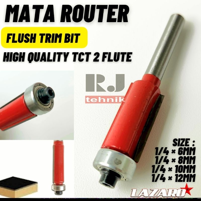 Jual Mata Router Profil Straight Bit Flush Trim Lazaro 1/4×6mm With ...