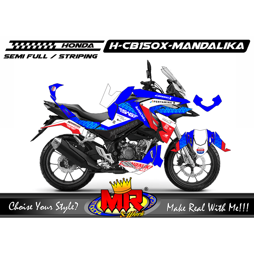 Jual Decal Stiker Motor Livery CB150X Striping cb 150 x Tema Mandalika ...
