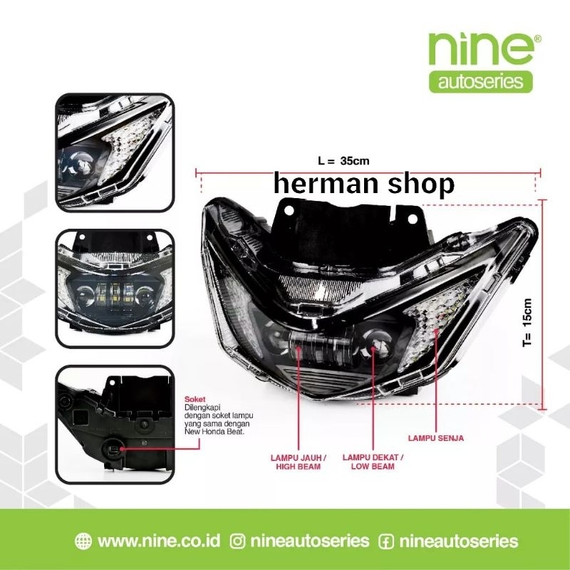 Jual headlamp beat deluxe luximos dhb-1 nine - headlamp beat deluxe ...