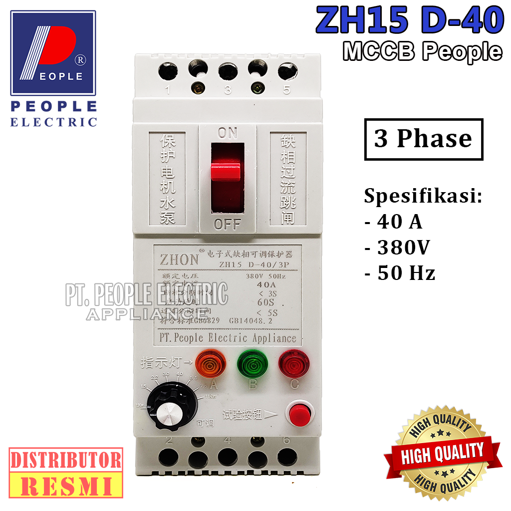 Jual MCCB PEOPLE ZH15D-40A 3P 380V | Shopee Indonesia