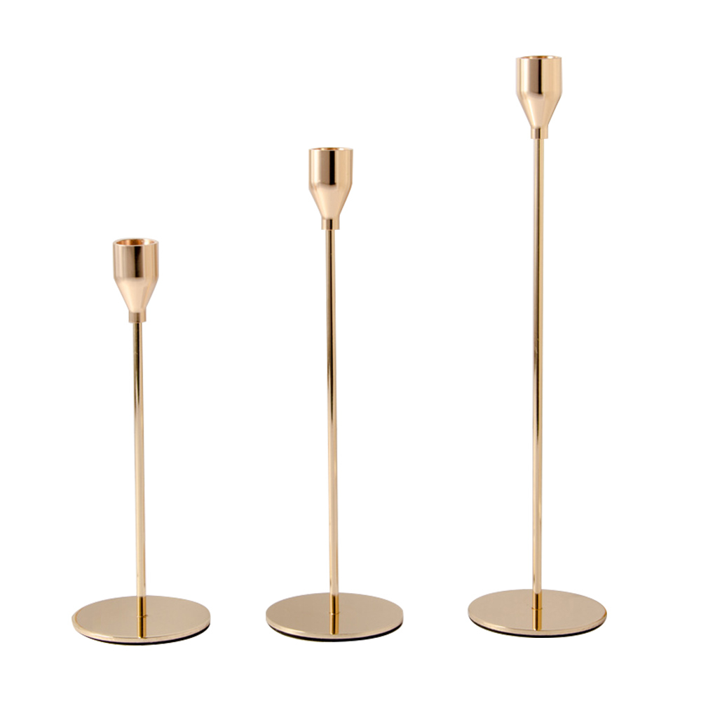 Jual Set 3 Dekorasi Emas Logam Candlestick Pemegang Meja Dekorasi ...
