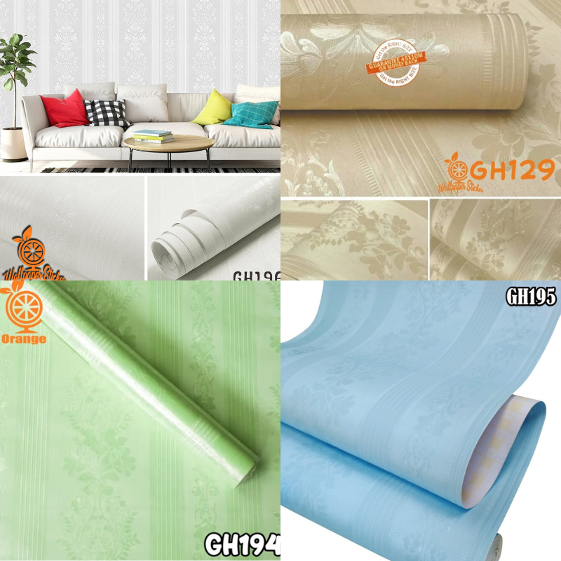 Jual Wallpaper Elegant Motif Emboss Ulir Bunga Cantik 45 x 10M Dekorasi Dinding Ruang Tamu ...