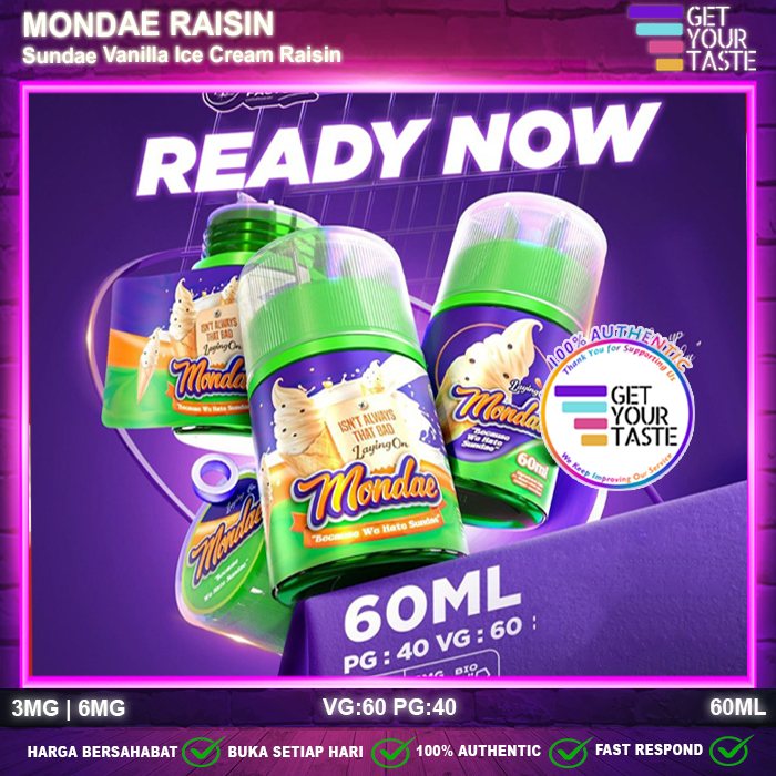 Jual Liquid Mondae Raisin 60ML Sundae Vanilla Ice Cream by ELF Factory ...