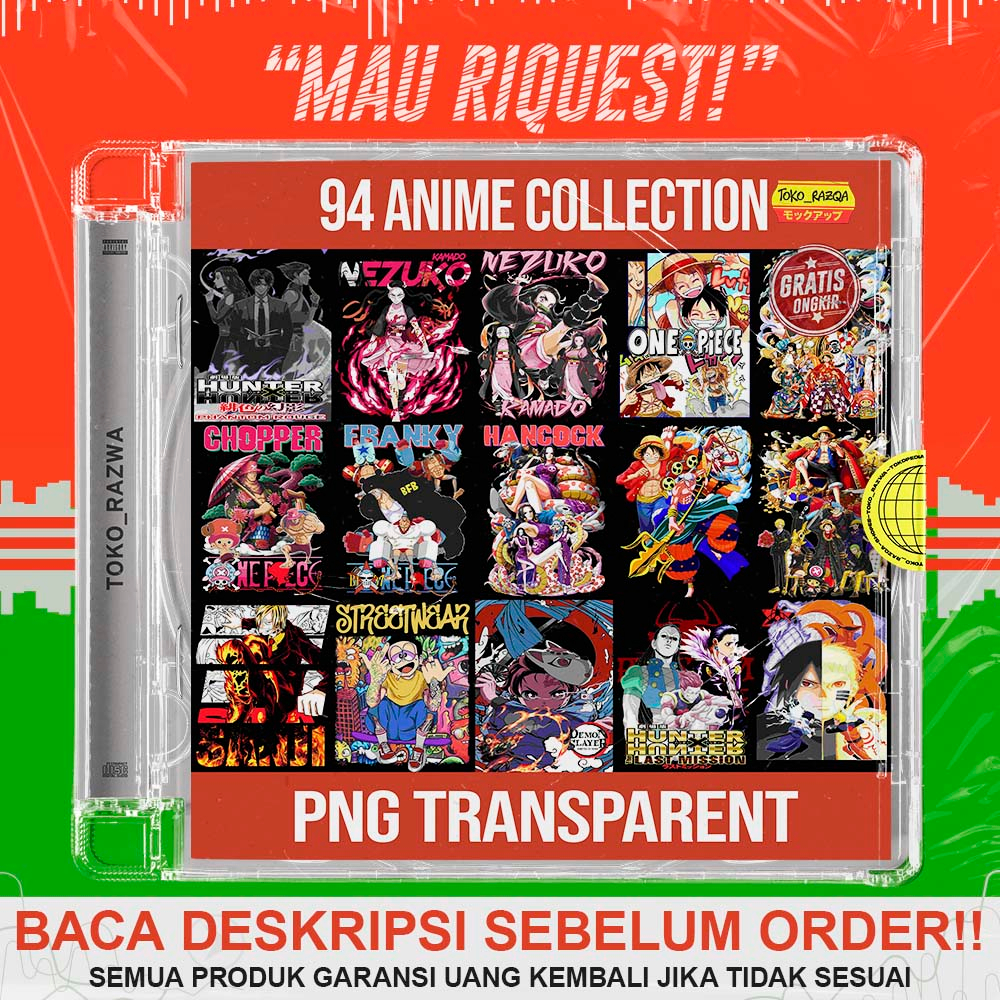 Jual 93 Anime Collection T-shirt Design V.9 - Disain Sablon DTF-DTG ...