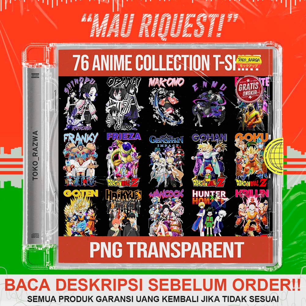 Jual 76 Anime Collection T-shirt Design V.10 - Disain Sablon DTF - DTG ...