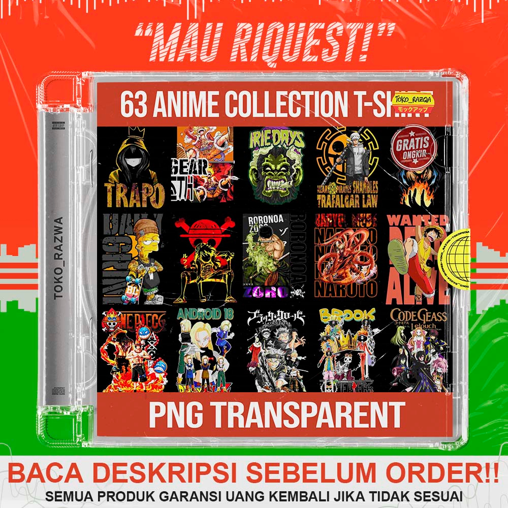 Jual 63 Anime Collection T-shirt Design V.8 - Disain Sablon DTF-DTG ...