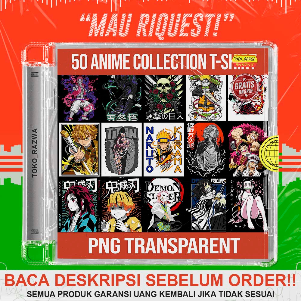 Jual 50 Anime Collection T-shirt Design V.11 - Disain Sablon DTF - DTG ...