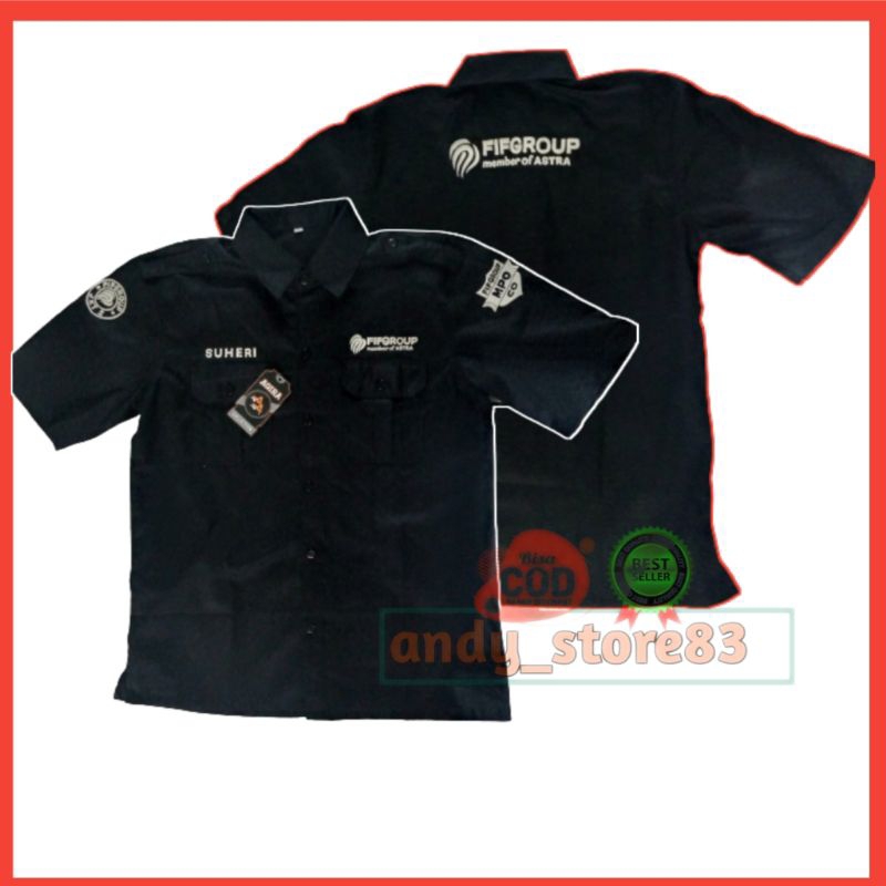 Jual kemeja FIFGROUP /HITAM tangan pendek | Shopee Indonesia