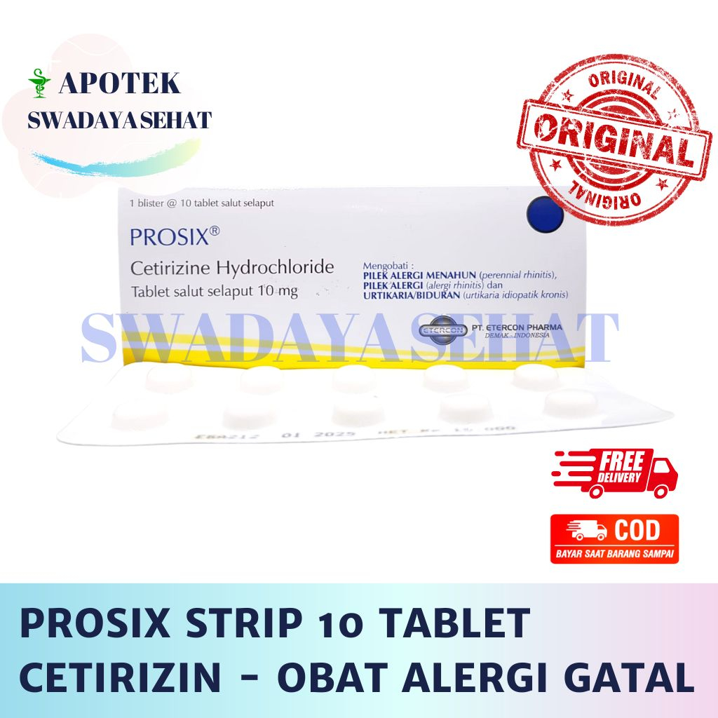 Jual PROSIX Strip 10 Tablet - Obat Alergi Kaligata Bengkak Merah Ceti 10MG | Shopee Indonesia