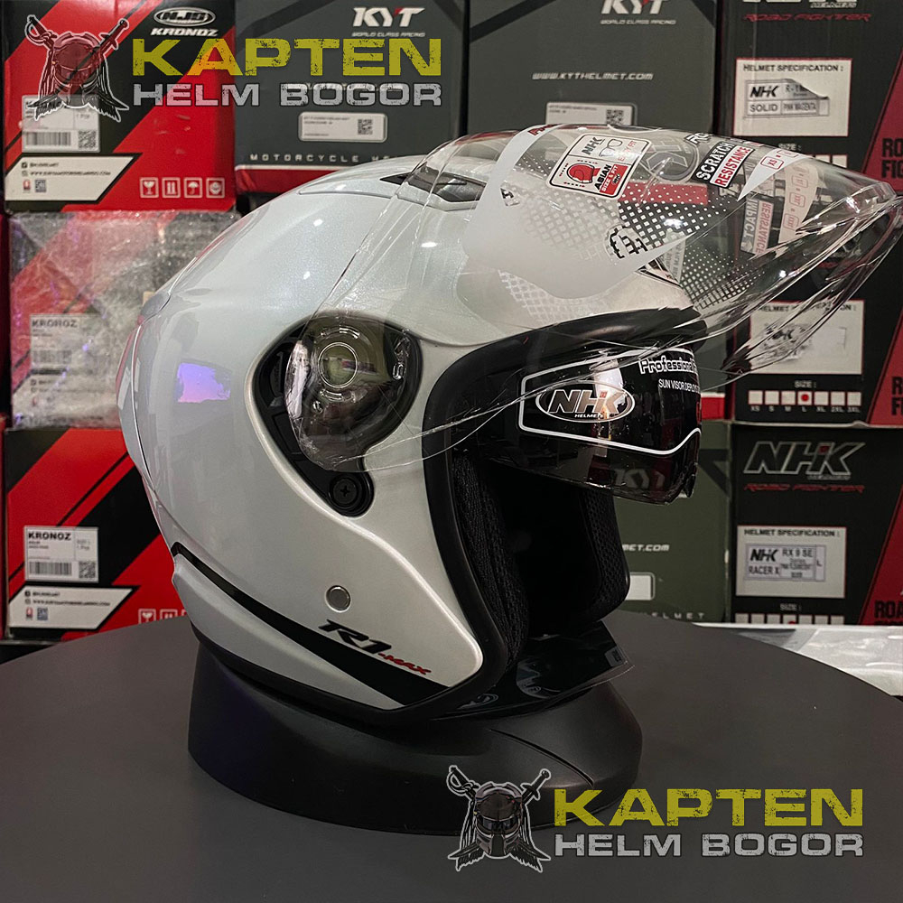 Jual Helm NHK R1 Max Solid Star white - Helm Half Face Double Visor ...