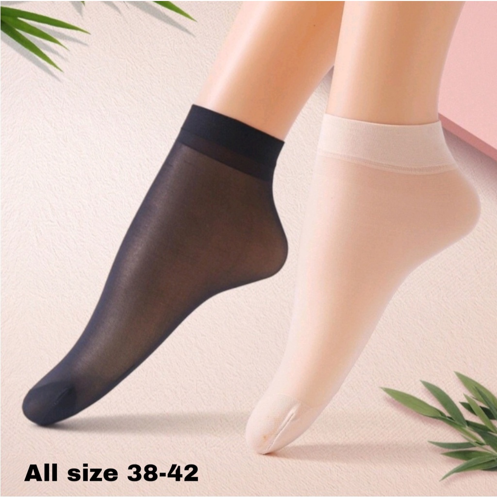 Jual Kaos kaki tipis stocking kaki warna krem dan hitam bermotif ...