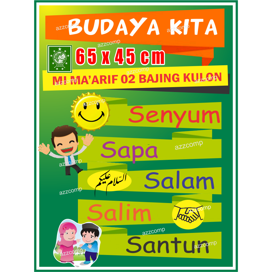 Jual Poster Pendidikan Budaya 5 S (Senyum, Sapa, Salam, Salim, Santun ...