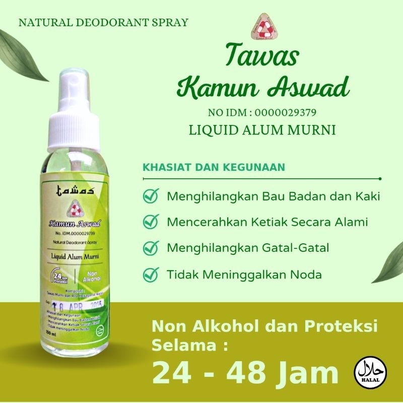 Jual Tawas Kamun Aswad Spray 100 ml | Liquid Alum Murni Daya Tahan 24 ...