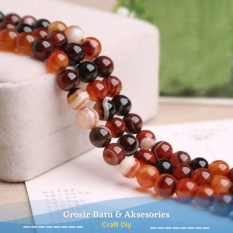 Jual Manik Batu alam bulat Agate yaman Madu / Akik hitam 4mm - 12mm ...