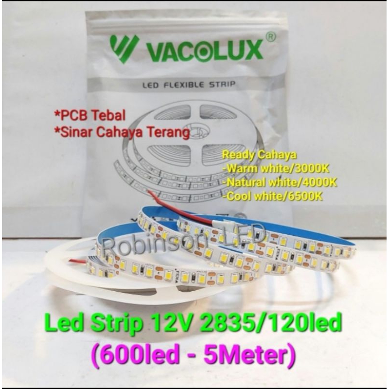 Jual Vacolux LED Strip 2835 120 LED 5 meter 12 V high quality | Shopee ...