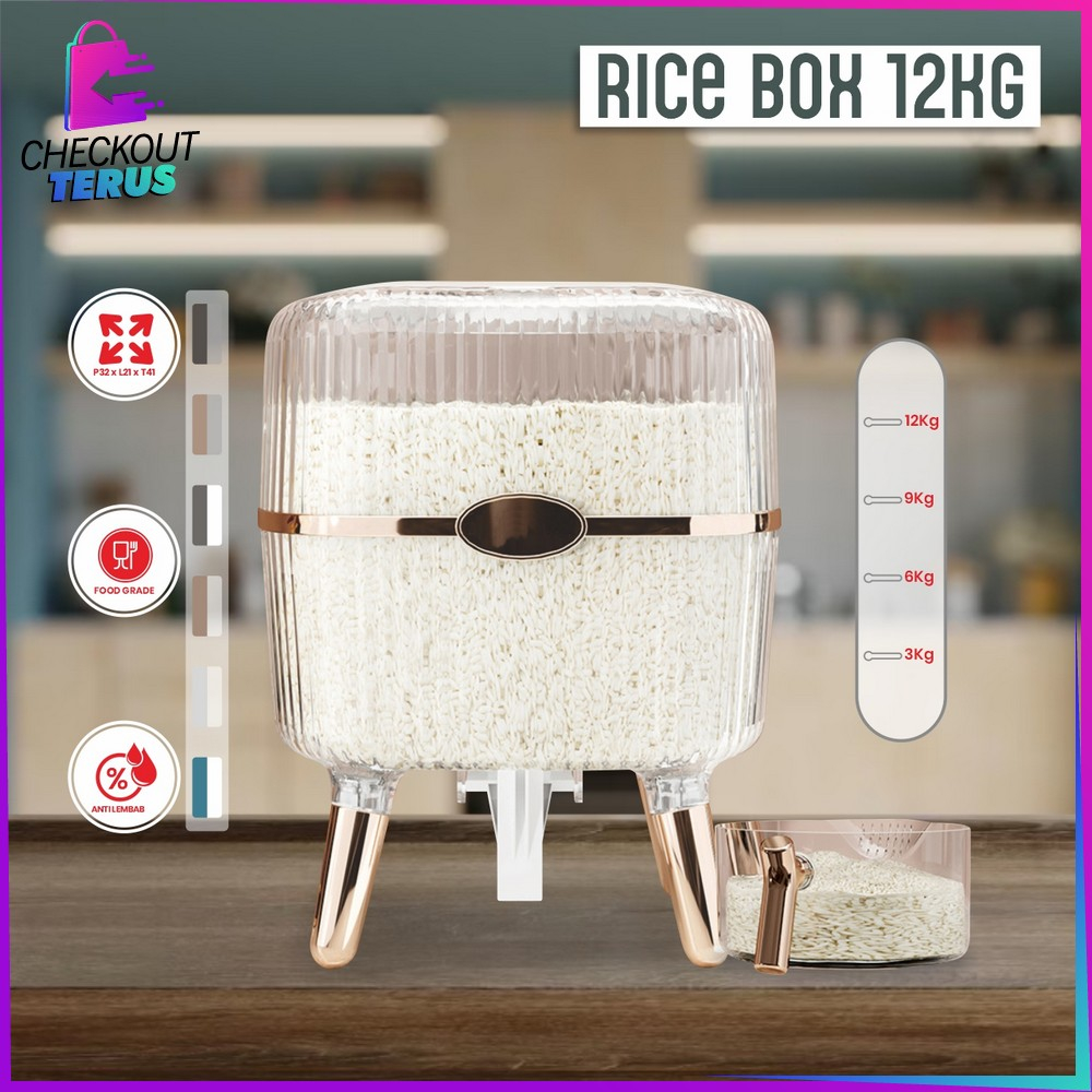 Jual CT C841 Dispenser Beras 12KG Tempat Beras Estetik Rice Box Storage ...