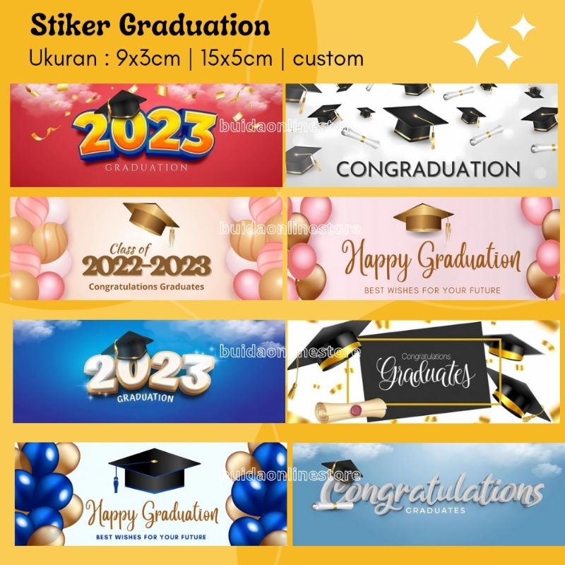 Jual Stiker Happy Graduation Label Selamat Wisuda Congratulations ...