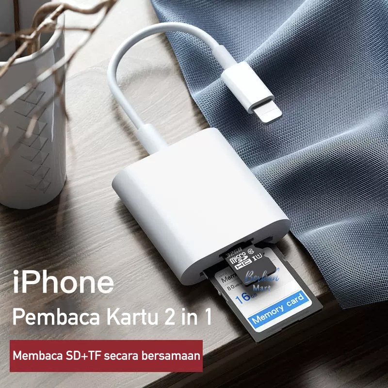 Jual OTG Adapter Lightning Pembaca Kartu 2 dalam 1 TF + SD Card Reader ...