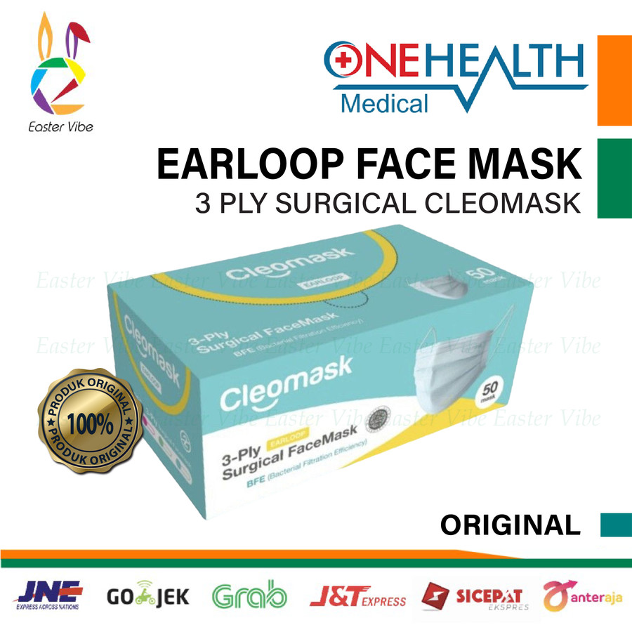 Jual ONEHEALTH MASKER EARLOOP 3 PLY SURGICAL CLEOMASK ISI 50 PCS ...
