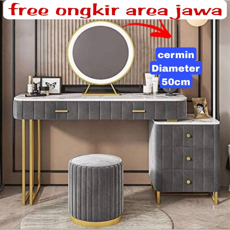 Jual vanity mirror meja rias nordic diameter cermin 60cm furniture ...
