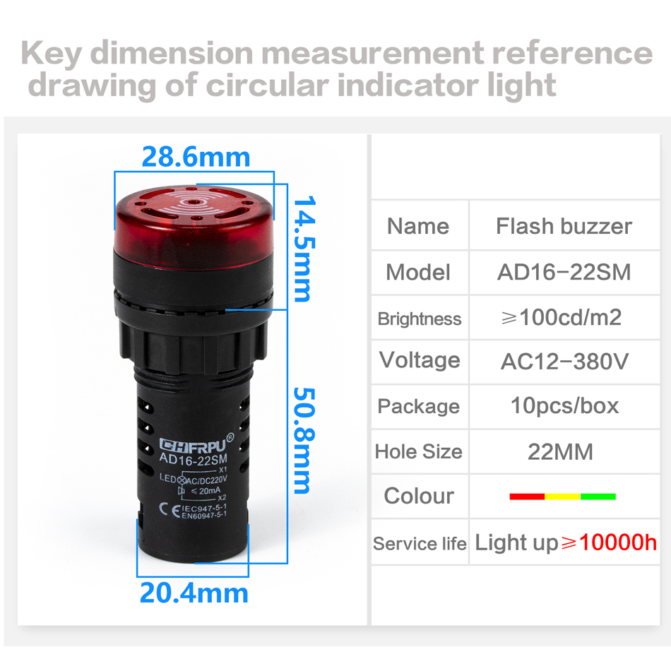 Jual Light Signal Pilot Lamp Flash Buzzer Beeper Alarm 220v 22mm AD16 22SM | Shopee Indonesia