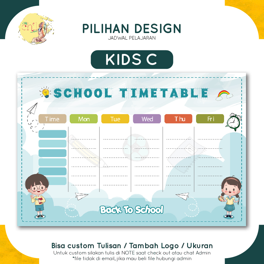 Jual JADWAL PELAJARAN WIPE CLEAN CUSTOM BISA TAMBAH NAMA ANAK, KELAS ...