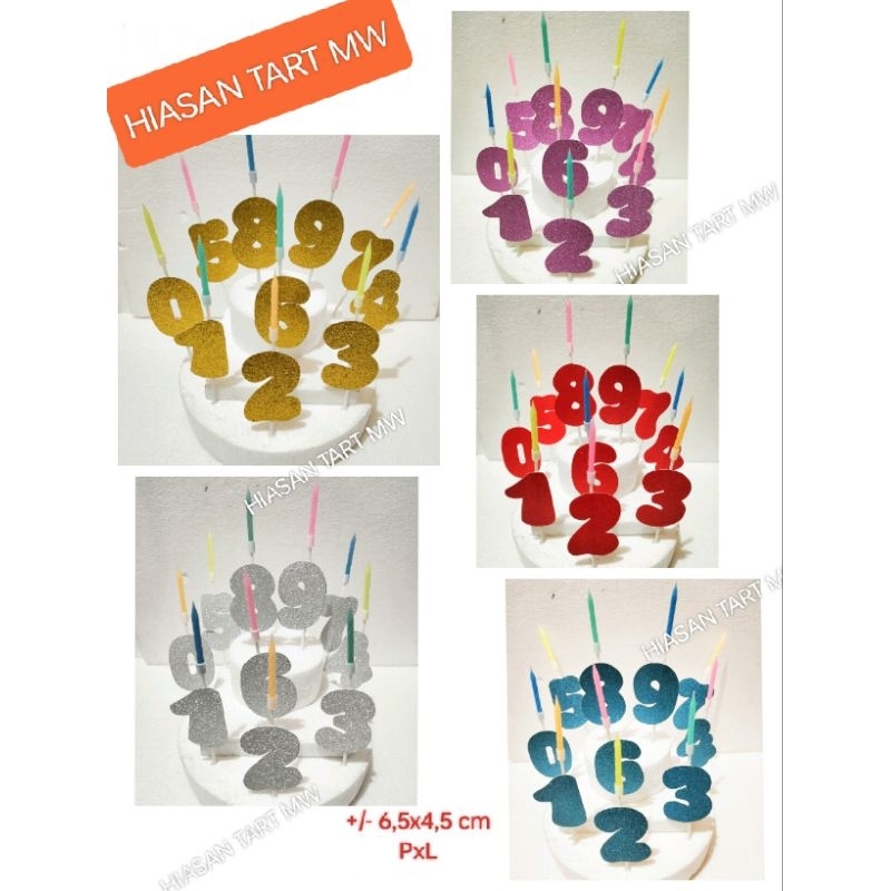 Jual Lilin Angka Kertas Glitter / Lilin Ulang Tahun / Topper Angka ...