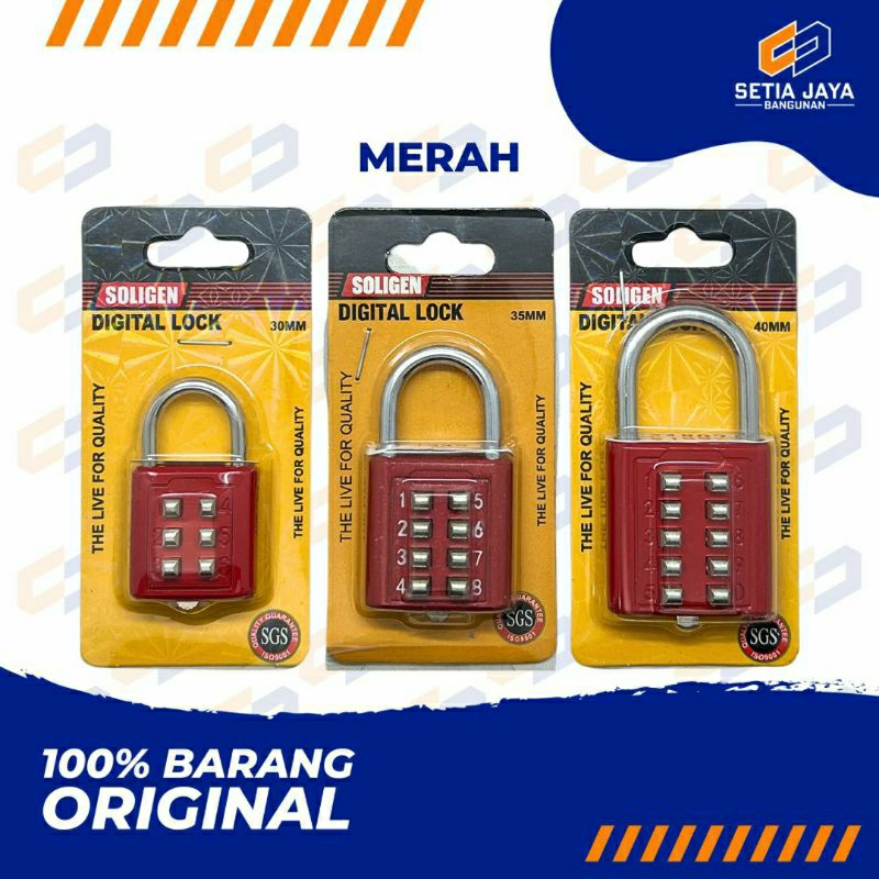 Jual Gembok Nomor / Pin / Koper / Loker / Luggage Padlock Soligen 35mm ...