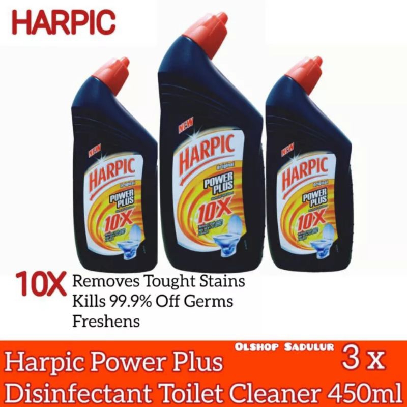 Jual Harpic Power Plus Disinfectant Toilet Cleaner - Paket Hemat 450ml x 3 Botol | Shopee Indonesia