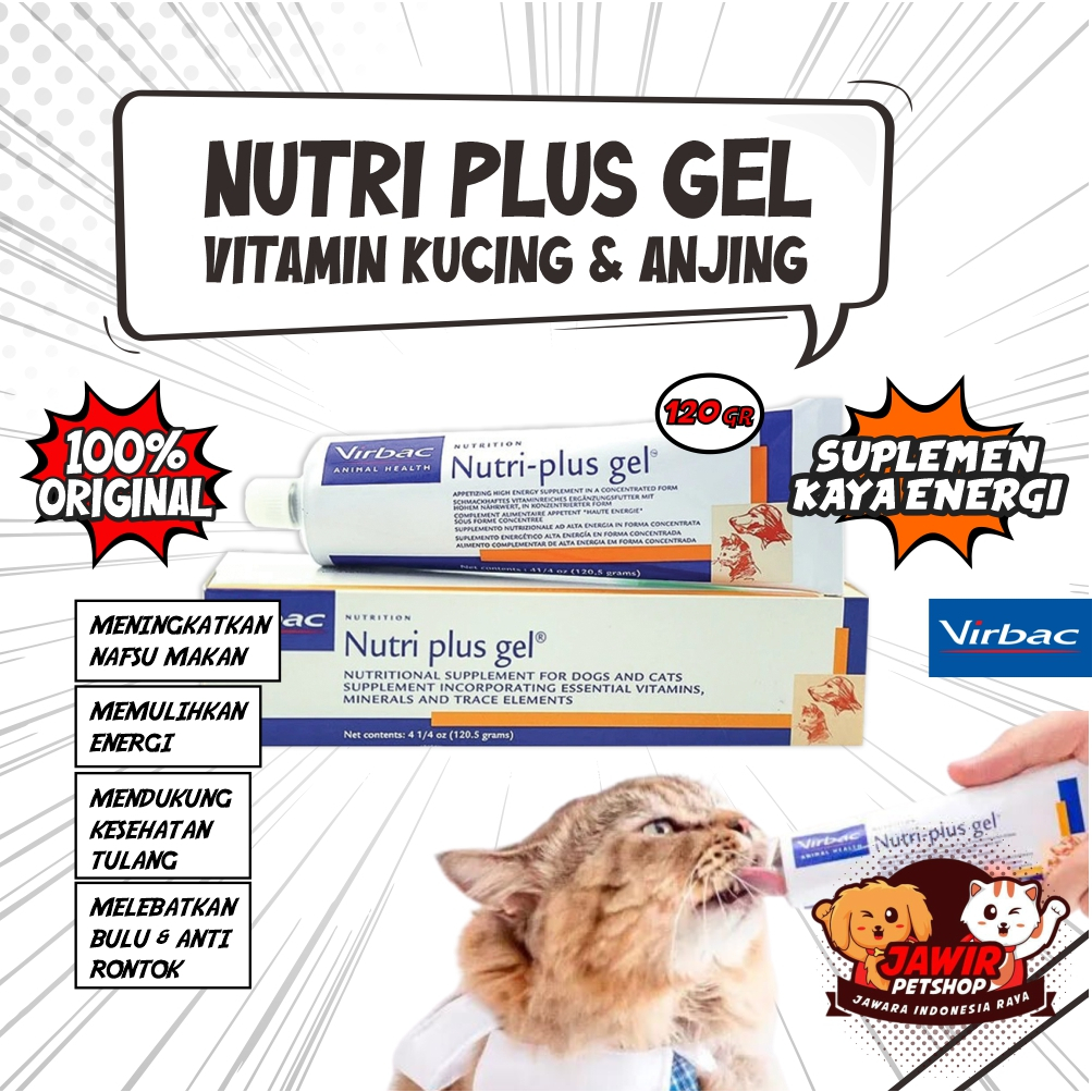 Jual 120gr NUTRI PLUS GEL virbac vitamin untuk kucing anjing pelebat bulu penambah nafsu makan ...