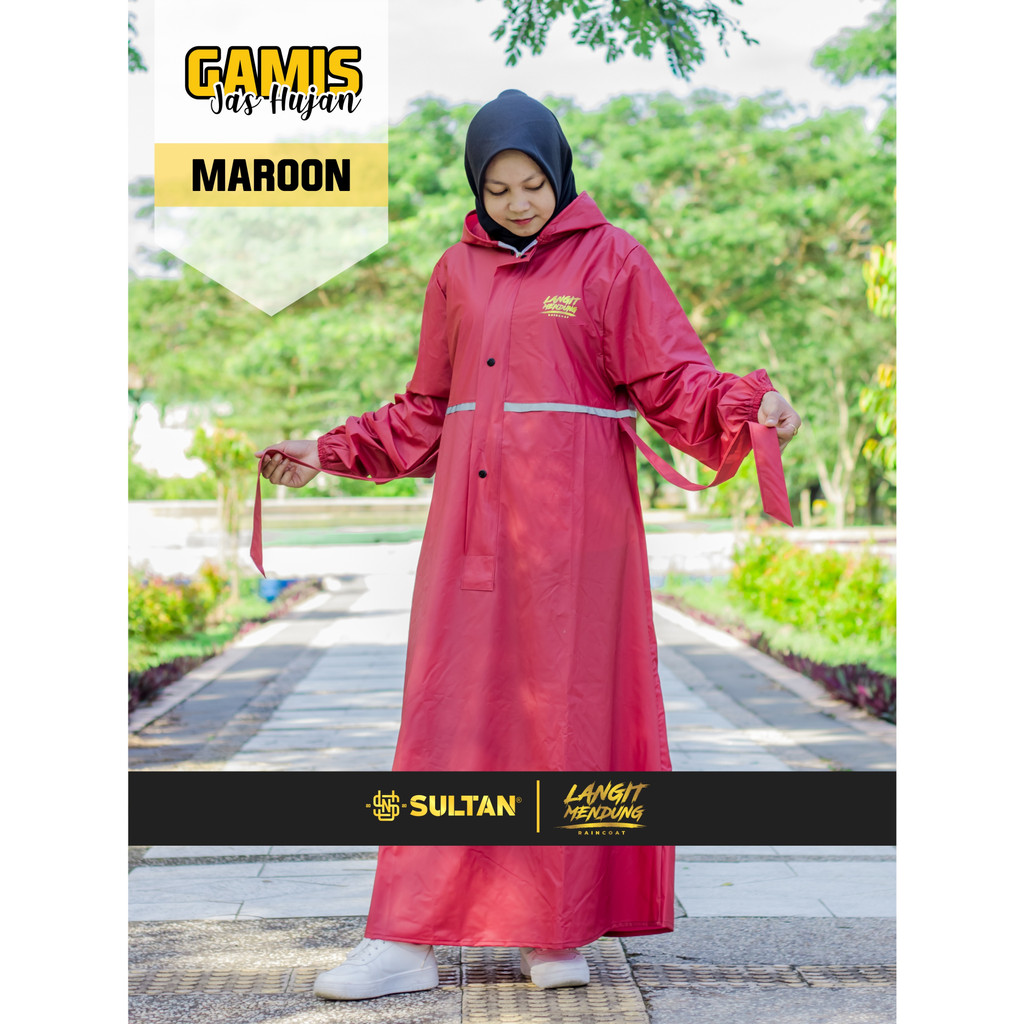 Jual JAS Hujan GAMIS RAINCOAT MANTOL SULTAN LANGIT MENDUNG Hitam Merah ...