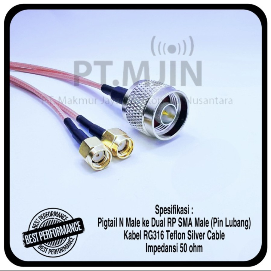 Jual Kabel Pigtail RG316 Dual RP SMA Male ke N male Panjang Kabel 30CM ...