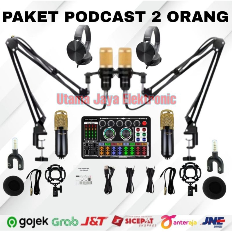 Jual Paket Podcast 2 Orang Mic BM800 Soundcard F999 Stand Arm | Shopee ...
