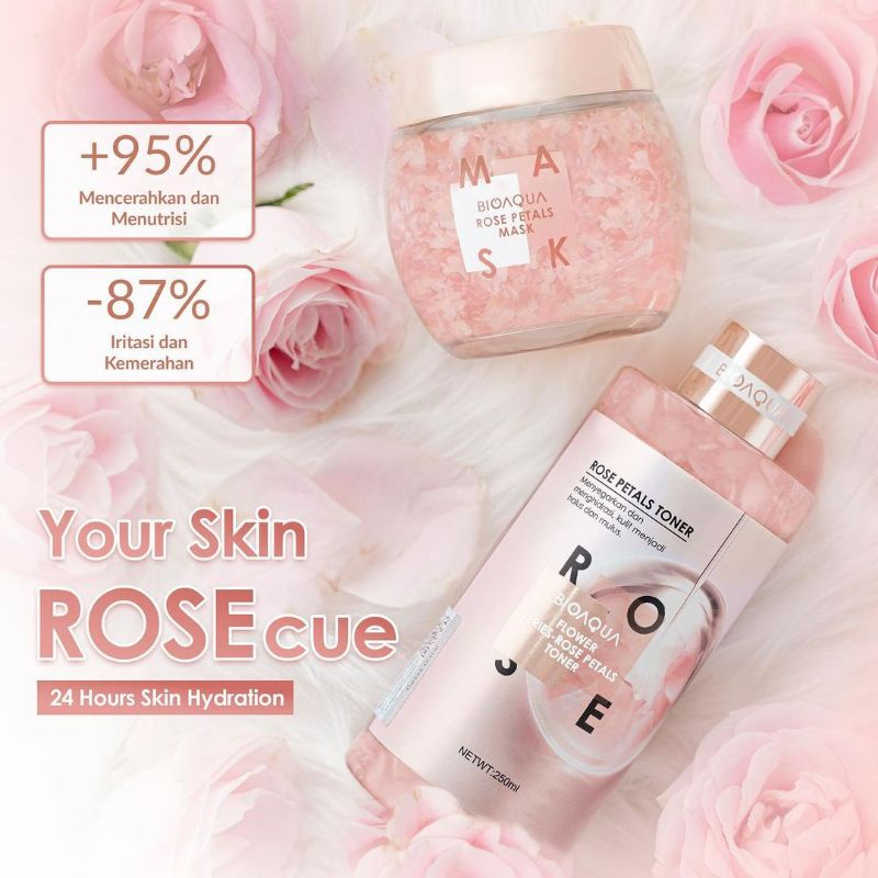 Jual BIOAQUA Flower Series Rose Petals : Toner 250ml | Rose Petal Mask ...