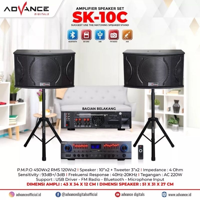 Jual ADVANCE AMPLIFIER SPEAKER SET SK-10C | Shopee Indonesia