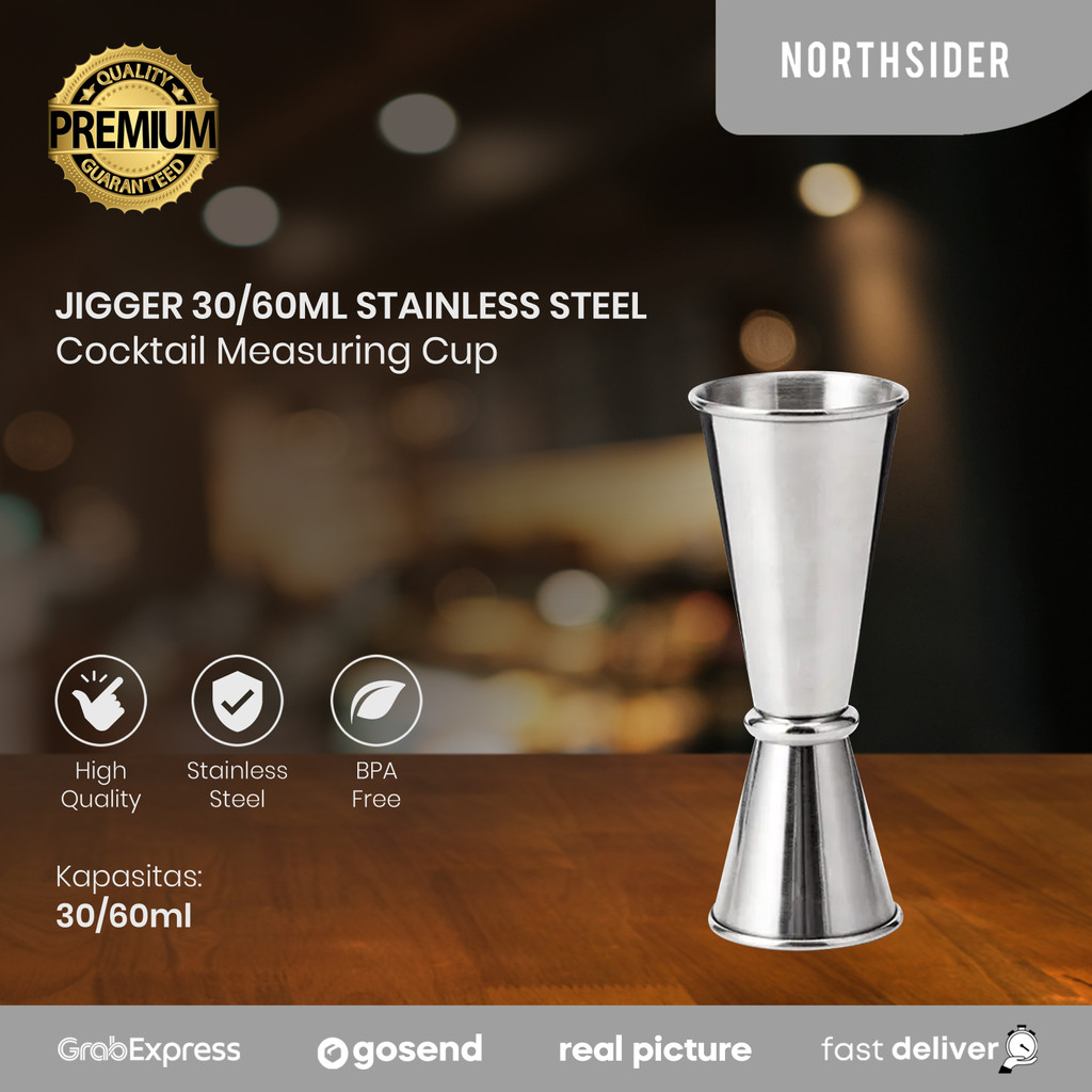 Jual Jigger 30/60ml stainless steel cocktail mocktail measuring cup ...