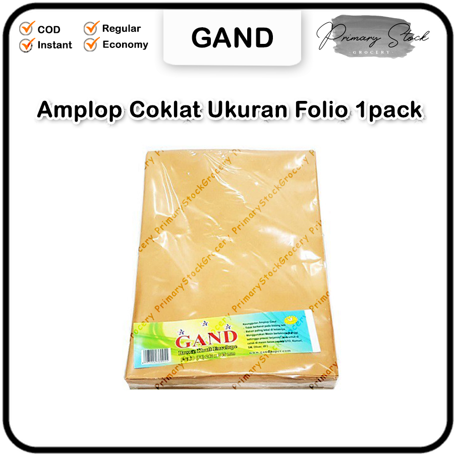 Jual Amplop Coklat Folio isi 100 GAND Envelope F4 80 Gram 240x350mm ...