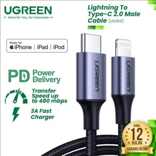 Jual UGREEN USB-C to Lightning Fast Charger 1M | Shopee Indonesia