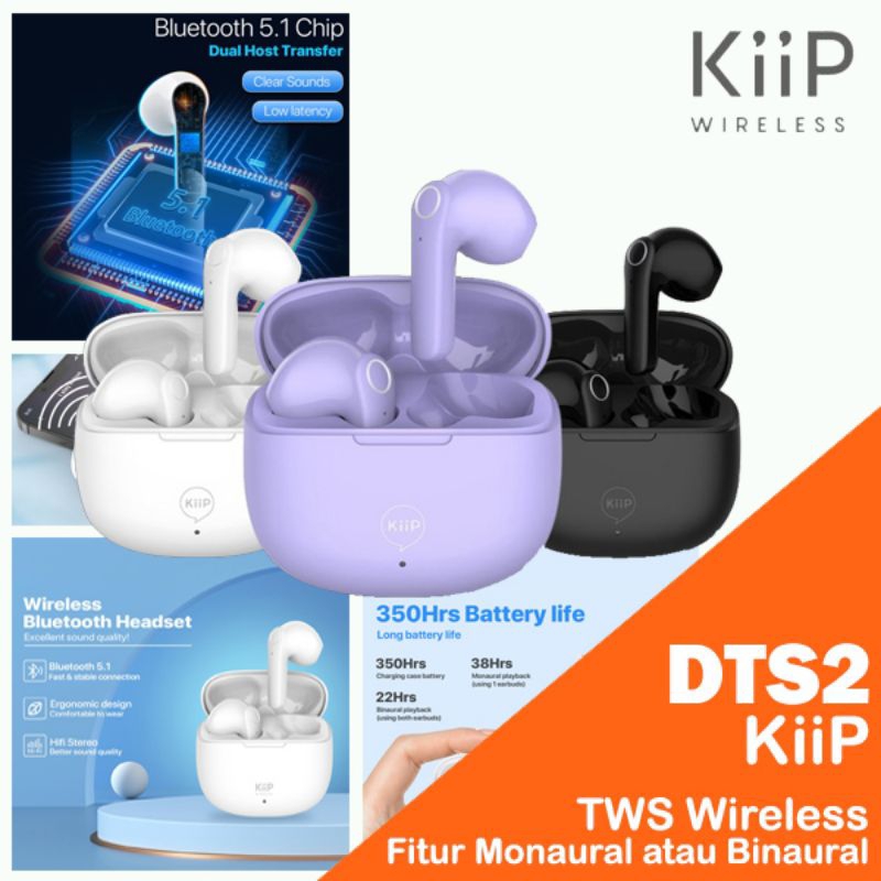 Jual KIIP Wireless DTS2 TWS Bluetooth Headset Headphone Earphone ...