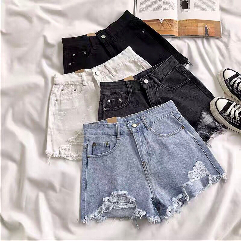 Jual [Beevalue] Celana Pendek Jeans Wanita HW Ripped | Ripped Hotpants | Celana Pendek Hotpants ...