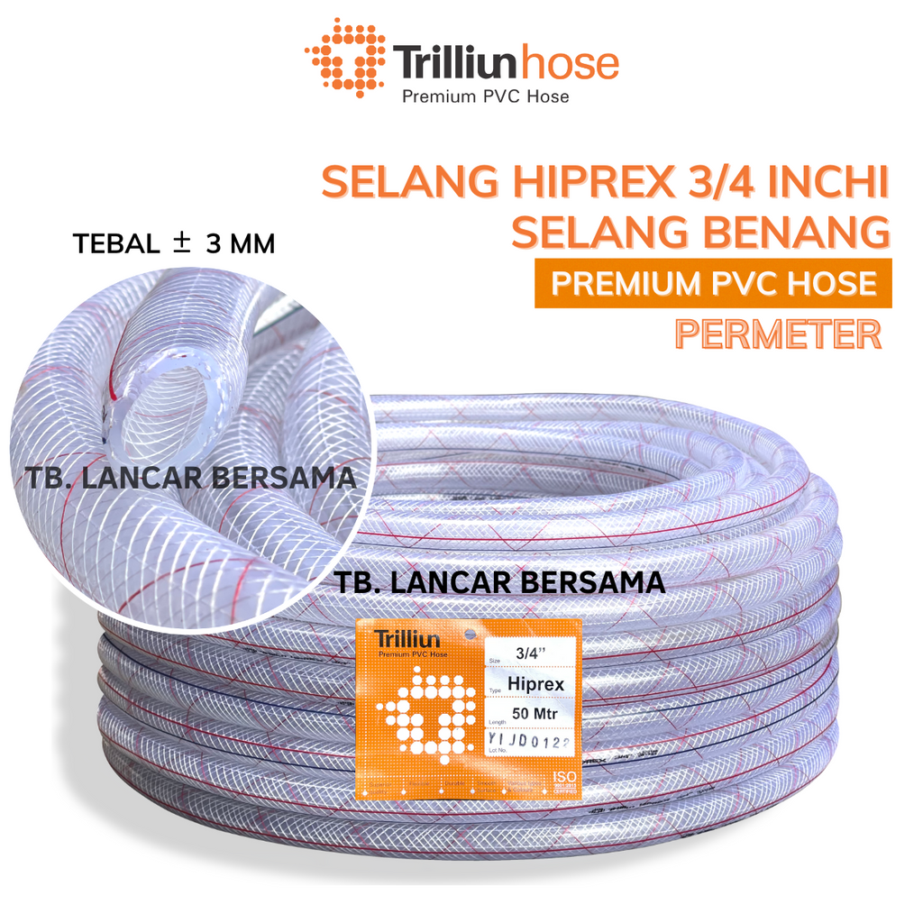 Jual SELANG BENANG 3/4 INCHI HIPREX TRILLIUN HOSE PERMETER | Shopee ...